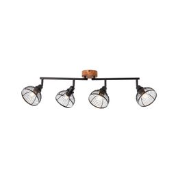 Brilliant Lampe, Avia Spotrohr 4flg schwarz/holzfarbend, Metall/Holz, 4x D45, E14, 40W,Tropfenlampen (nicht enthalten)