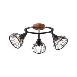 Brilliant Lampe, Avia Spotspirale 3flg schwarz/holzfarbend, Metall/Holz, 3x D45, E14, 40W,Tropfenlampen (nicht enthalten)