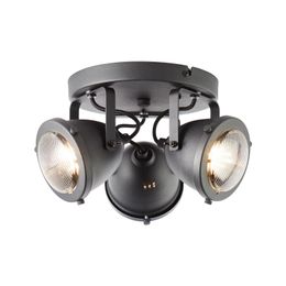 Brilliant Lampe, Carmen Spotrondell 3flg schwarz korund, Metall/Glas, 3x PAR51, GU10, 5W,Reflektorlampen (nicht enthalten)