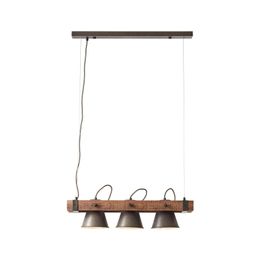 Brilliant Lampe, Decca Pendelleuchte 3flg schwarz stahl, 3x A60, E27, 10W, Holz aus nachhaltiger Waldwirtschaft (FSC)