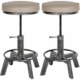 CLP 2er Set Sitzhocker Destin mit Kunstlederbezug I Hocker im Industrial Design I gepolstert und höhenverstellbar