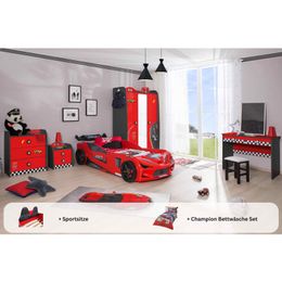 Kinderzimmer komplett Set Autobett Rio 5 teilig Rot