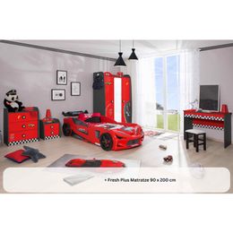 Kinderzimmer komplett Set Autobett Rio 5 teilig Rot