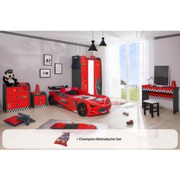 Kinderzimmer komplett Set Autobett Rio 5 teilig Rot