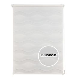 ONDECO Doppelrollo Wave Klemmfix Seitenzugrollo Blickdicht Klemmfix Farbe: Weiß, Größe: 100x160 cm