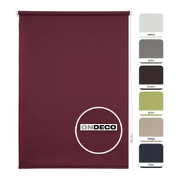 ONDECO Tageslichtrollo Win ohne Bohren Klemmfix lichtdurchlässig und Blickdicht Farbe: Lila, Größe: 90x210 cm