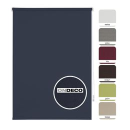 ONDECO Tageslichtrollo Win ohne Bohren Klemmfix lichtdurchlässig und Blickdicht Farbe: Dark-Blue, Größe: 120x160 cm