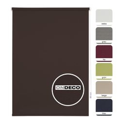 ONDECO Tageslichtrollo Win ohne Bohren Klemmfix lichtdurchlässig und Blickdicht Farbe: Braun, Größe: 90x210 cm