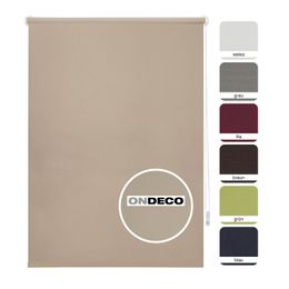 ONDECO Tageslichtrollo Win ohne Bohren Klemmfix lichtdurchlässig und Blickdicht Farbe: Sand, Größe: 90x210 cm