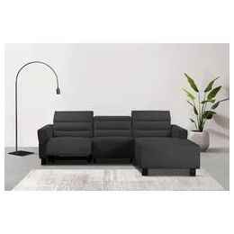 Ecksofa Places of Style "Carpari, L-Form, 263 cm, mit manueller o. elektrischer Relaxfunktion", grau (anthrazit), B:263cm H:97cm T:179cm, Sofas, und USB/ Kopfteilverstellg