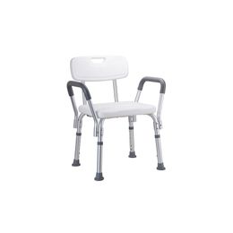 Brillantbad BELP Duschsitz mit R&uuml;cken- und Armlehne Aluminium matt Kunststoff Wei&szlig; 560x660-830x495 mm, 150 kg Traglast f&uuml;r Bad & WC >> Freistehend anwendbar
