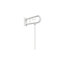 Brillantbad BELP St&uuml;tzklappgriff in U-Form mit Toliettenpapierhalter & Standfu&szlig; Eisen Wei&szlig; mit Abdeckung 100x800x829 mm, 120 kg Traglast f&uuml;r Bad & WC >> zum Bohren