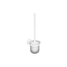 Brillantbad WHITE WC-B&uuml;rstengarnitur Messing Wei&szlig; mit Glasbeh&auml;lter 95x370x140 mm f&uuml;r Bad & WC >> zum Bohren oder Kleben*