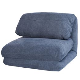 Schlafsessel MCW-E68, Schlafsofa Funktionssessel Klappsessel Relaxsessel, Stoff/Textil ~ hellblau