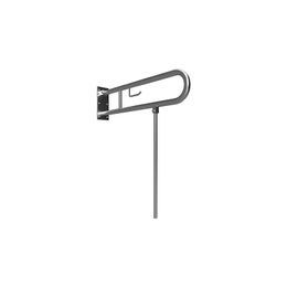 Brillantbad BELP St&uuml;tzklappgriff in U-Form mit Toilettenpapierhalter & Standfu&szlig; Edelstahl geb&uuml;rstet 100x800x829 mm, 120 kg Traglast f&uuml;r Bad & WC >> zum Bohren