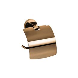 Brillantbad BORAL Papierrollenhalter mit Deckel Messing Gold Kupfer poliert 140x155x80 mm f&uuml;r Bad & WC >> zum Bohren oder Kleben*