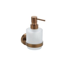 Brillantbad BAMBER Seifenspender MINI Messing Gold Kupfer matt Milchglas 75x145x100 mm, 200 ml f&uuml;r Bad & K&uuml;che >> zum Bohren oder Kleben*