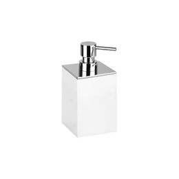 Brillantbad MAXIMA Seifenspender Polyresin Messing Chrom Wei&szlig; 75x160x86 mm, 200 ml f&uuml;r Bad & K&uuml;che >> Freistehend anwendbar