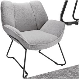 TecTake&reg; Sessel, gepolstert, mit Boucl&eacute;-Bezug, schlankes Stahlgestell mit Pulverbeschichtung, 73 x 72 x 81 cm