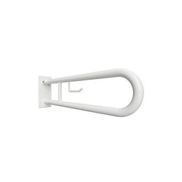 Brillantbad BELP St&uuml;tzklappgriff in U-Form mit Toilettenpapierhalter Eisen Wei&szlig; 100x250x766 mm, 120 kg Traglast f&uuml;r Bad & WC >> zum Bohren