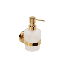 Brillantbad BILLO Seifenspender MINI Messing Gold poliert Milchglas 100x75x145 mm, 200 ml f&uuml;r Bad & K&uuml;che >> zum Bohren oder Kleben*