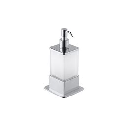 Brillantbad BASA Seifenspender Glas Messing Milchglas Chrom 75x180x75 mm, 200 ml f&uuml;r Bad & K&uuml;che >> Freistehend anwendbar