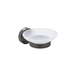 Brillantbad BAPHIT Seifenablage mit Glasschale Messing Milchglas Metallic Grau matt 110x55x105 mm f&uuml;r Bad & K&uuml;che >> zum Bohren oder Kleben*