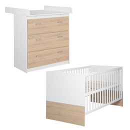 Roba Kinderzimmerset 'Gabriella', 2-teiliges Babym&ouml;bel-Set bicolor aus Babybett ca. 70x140cm & Wickelkommode
