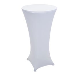 Set Stehtisch + Stehtischhusse MCW-J30, Bistrotisch Tischhusse, klappbar h&ouml;henverstellbar &Oslash; 60cm ~ Husse wei&szlig;