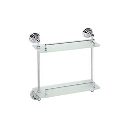 Brillantbad BETRO CHROM Glasregal Messing Glas Chrom 400x420x120 mm f&uuml;r Bad & K&uuml;che >> zum Bohren