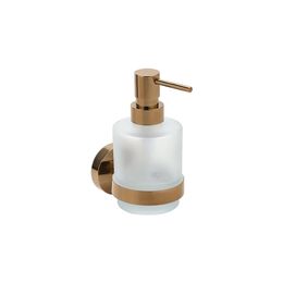Brillantbad BORAL Seifenspender MINI Messing Gold Kupfer poliert Milchglas 75x145x100 mm, 200 ml f&uuml;r Bad & K&uuml;che >> zum Bohren oder Kleben*