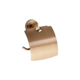 Brillantbad BAMBER Papierrollenhalter mit Deckel Messing Gold Kupfer matt 140x155x80 mm f&uuml;r Bad & WC >> zum Bohren oder Kleben*