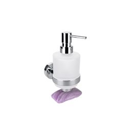 Brillantbad BOMEGA Seifenspender mit Magnetseifenhalter Messing Chrom poliert 75x160x100 mm, 200 ml f&uuml;r Bad & K&uuml;che >> zum Bohren oder Kleben*