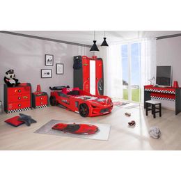 Kinderzimmer komplett Set Autobett Rio 5 teilig Rot