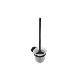Brillantbad BARK WC-B&uuml;rstengarnitur Messing Schwarz mit Glasbeh&auml;lter 95x370x140 mm f&uuml;r Bad & WC >> zum Bohren oder Kleben*