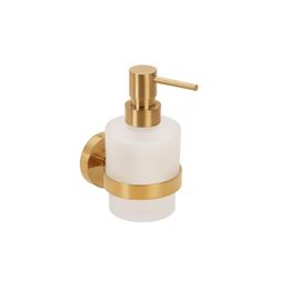 Brillantbad BABLO Seifenspender MINI Messing Gold matt Milchglas 100x75x145 mm, 200 ml f&uuml;r Bad & K&uuml;che >> zum Bohren oder Kleben*