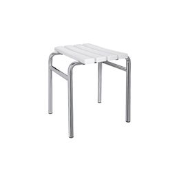 Brillantbad BELP Hocker Edelstahl poliert Kunststoff Wei&szlig; 440x450x400 mm, 150 kg Traglast f&uuml;r Bad & WC >> Freistehend anwendbar