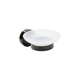 Brillantbad BEMATIT Seifenablage mit Glasschale Messing Metallic Grau poliert Milchglas 110x55x105 mm f&uuml;r Bad & K&uuml;che >> zum Bohren oder Kleben*
