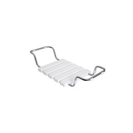 Brillantbad BELP Badewannensitz Edelstahl poliert Kunststoff Wei&szlig; 740-840x130x320 mm, 120 kg Traglast f&uuml;r Bad & WC >> zum Einh&auml;ngen