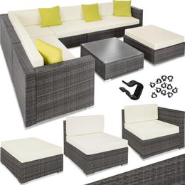 TecTake&reg; Aluminium Rattan Lounge, wetterfest und UV-best&auml;ndig, 4 extra Kissen und UV-best&auml;ndig, mit Sicherheitsglasplatte