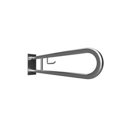 Brillantbad BELP St&uuml;tzklappgriff in U-Form mit Toilettenpapierhalter Edelstahl geb&uuml;rstet mit Abdeckung 100x250x829 mm, 120 kg Traglast f&uuml;r Bad & WC >> zum Bohren