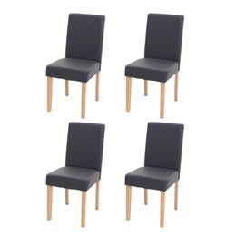 MCW 4er-Set Esszimmerstuhl Stuhl K&uuml;chenstuhl Littau MVG-zertifiziert ~ Kunstleder, grau matt, helle Beine