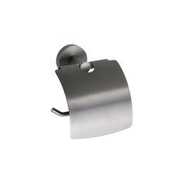 Brillantbad BAPHIT Papierrollenhalter mit Deckel Messing Metallic Grau matt 140x155x80 mm f&uuml;r Bad & WC >> zum Bohren oder Kleben*