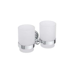 Brillantbad BETRO CHROM Doppelglashalter Messing Glas Chrom 160x95x90 mm f&uuml;r Bad & WC >> zum Bohren