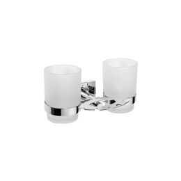 Brillantbad META Zahnb&uuml;rstenhalter mit Glas Messing Chrom poliert 190x95x125 mm f&uuml;r Bad & WC >> zum Bohren oder Kleben*
