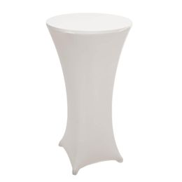 Set Stehtisch + Stehtischhusse MCW-J30, Bistrotisch Tischhusse, klappbar h&ouml;henverstellbar &Oslash; 60cm ~ Husse creme-beige