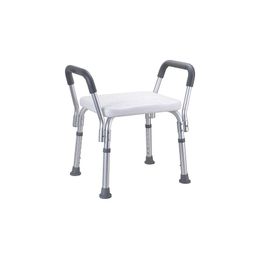 Brillantbad BELP Duschsitz mit Armlehnen Aluminium matt Kunststoff Wei&szlig; 555x560-573,400 mm, 120 kg Traglast f&uuml;r Bad & WC >> Freistehend anwendbar