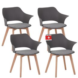 ALBATROS Esszimmerst&uuml;hle 4er Set AALBORG, Grau - Beine aus Buche Massiv-Holz, Skandinavisches Retro-Design, bequemer Schalenstuhl - Eleganter K&uuml;chenstuhl, Stuhl Esszimmer f&uuml;r Esstisch