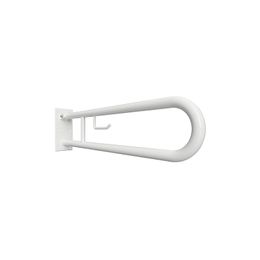 Brillantbad BELP St&uuml;tzklappgriff in U-Form mit Toilettenpapierhalter Eisen Wei&szlig; 100x250x866 mm, 120 kg Traglast f&uuml;r Bad & WC >> zum Bohren