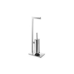 Brillantbad META Papierhalter mit WC-B&uuml;rstengarnitur Messing Chrom poliert 150x710x255 mm f&uuml;r Bad & WC >> Freistehend anwendbar